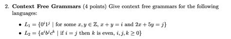 solved 2 context free grammars 4 points give context free
