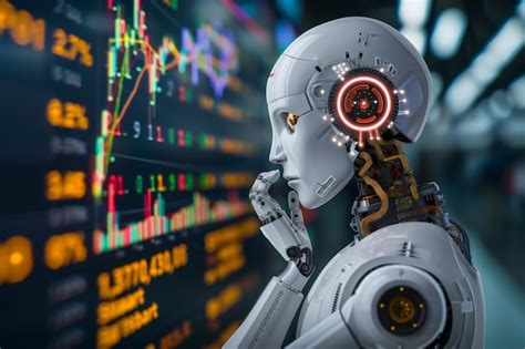premium photo robot analyzing stock market data on dynamic displays