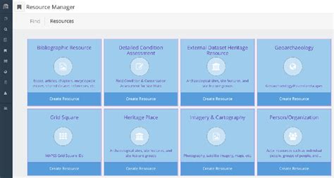 Mapssdb Resource Manager In Arches Showing The Various Resource Models
