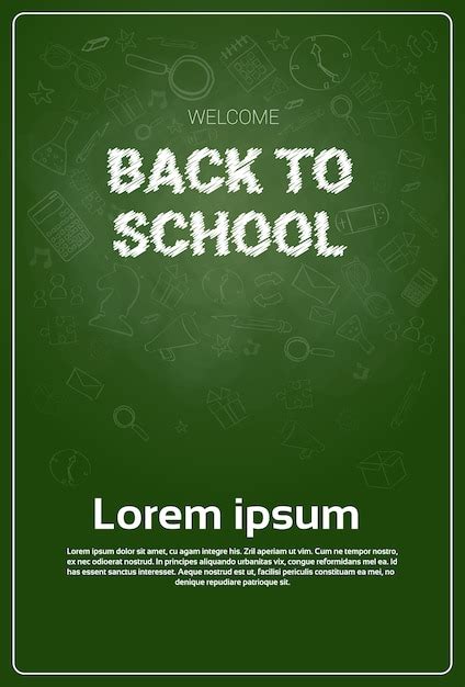 학교 분필로 낙서 배경으로 돌아 가기 프리미엄 벡터