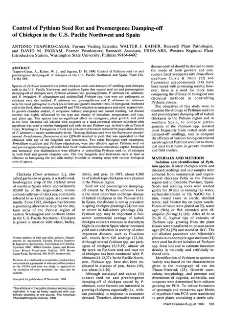 Pdf Control Of Pythium Seed Rot And Preemergence Damping Off Of Pdf Control Of Pythium Seed Rot And Preemergence Damping Off Of