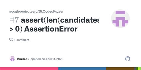 assert len candidates 0 assertionerror · issue 7