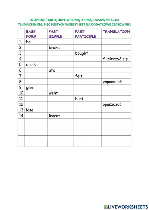 Irregular Verbs Part 1 Interactive Worksheet For 6th Live Worksheets