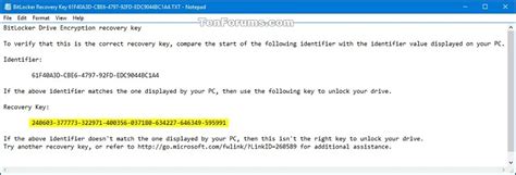 Find Bitlocker Recovery Key In Windows 10 Tutorials