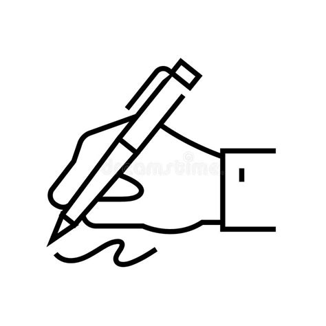 Hand Writing Line Icon Concept Sign Outline Vector Illustration Linear Symbol Stock Vector