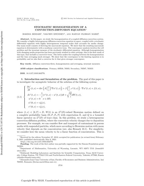 Pdf Stochastic Homogenization Of A Convection Diffusion Equation