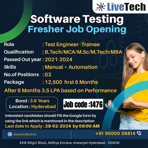 Livetech Qa On Linkedin Fresher Job Opening Please Click Open The