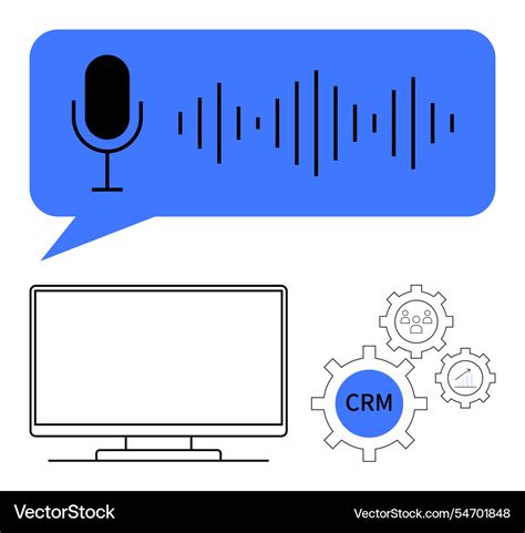 Monitor Voice Command And Crm Integration Vector Image