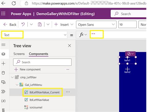 PowerApps Reusable Component For Left Or Top Navigation