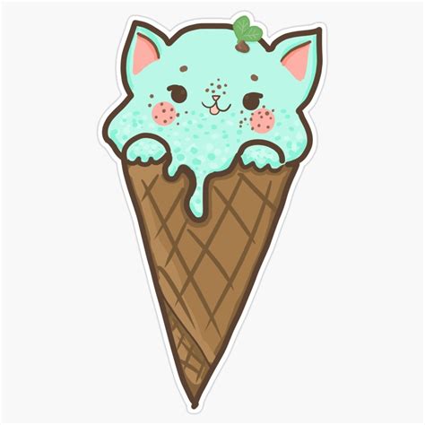 Gloss Dot Mint Choco Chip Ice Cream Cat Er Phone Decal Water Bottle