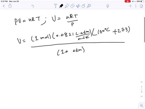 SOLVED Calculate The Work Done In Joules When 1 0 Mole Of Water
