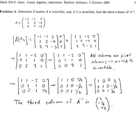 Test I Solved For Introduction To Applied Linear Algebra Fall 2006