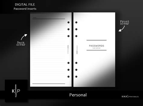 Printable Password Tracker Personal Size Password Tracker Printable Password Log Password