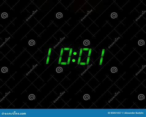 Digital Clock Display Stock Image Image Of Green Line 85851057