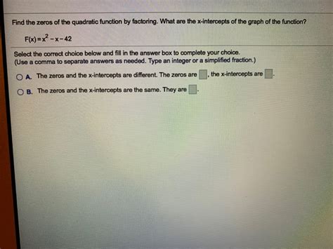 Solved Find The Zeros Of The Quadratic Function By
