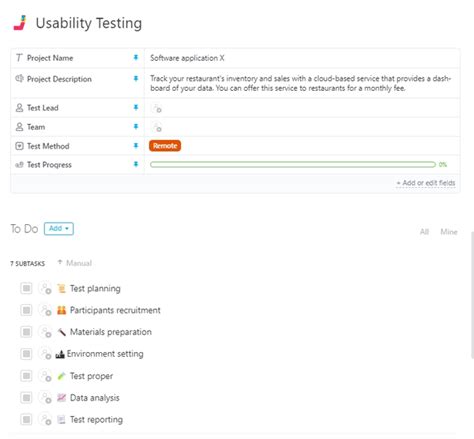 Usability Testing Plan Template By Clickup™