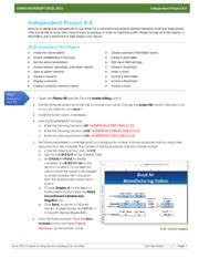 EX IndependentProject Instructions USING MICROSOFT EXCEL Independent Project