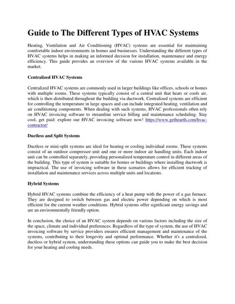 PPT Guide To The Different Types Of HVAC Systems PowerPoint