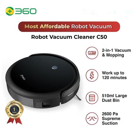 (Ready Stock) 360 Robot Vacuum Cleaner C50 | 2 in 1 Sweep or Mop | APP ...