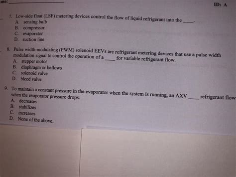 Solved Ame ID A 7 Low Side Float LSF Metering Devices Chegg Com