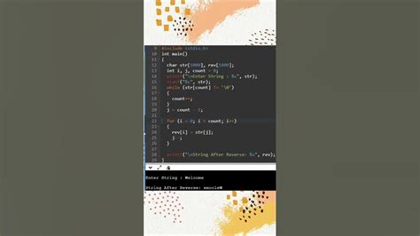 C Program To Reverse The String C Programming C Tutorials Youtube