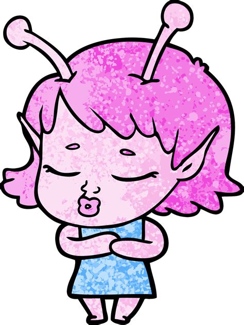Cute Alien Girl Cartoon 12389255 Vector Art At Vecteezy