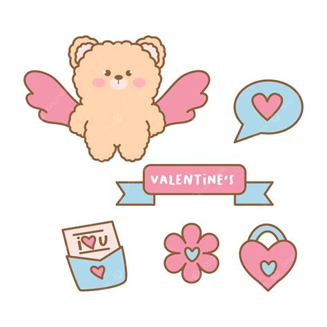 귀여운 한국 곰이 있는 발렌타인데이 스티커 일러스트 벡터 스티커 일러스트 벡터 일러스트 귀여운 일러스트 Png 일러스트 및 벡터 에 대한 무료 다운로드 Pngtree