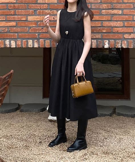 베이지 블랙 당일발송 코튼 나시 롱 무지 원피스 A라인 레이어드 간절기 원피스