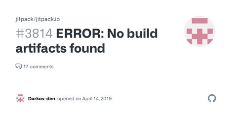 ERROR No Build Artifacts Found Issue Jitpack Jitpack Io GitHub