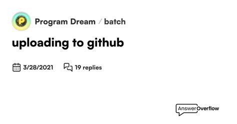 Uploading To Github Program Dream