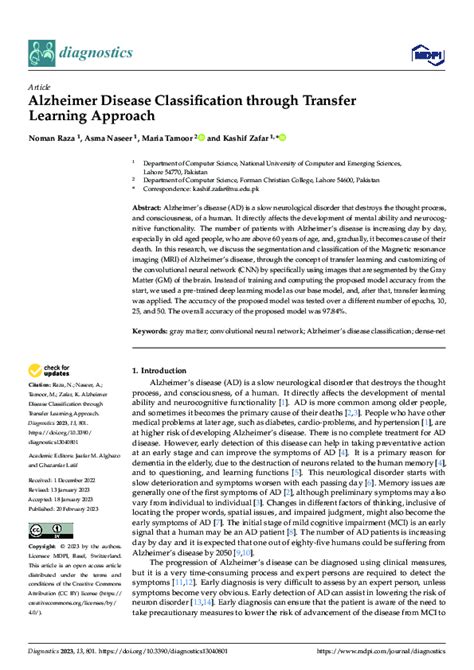 Pdf Alzheimer Disease Classification Through Transfer Learning Approach