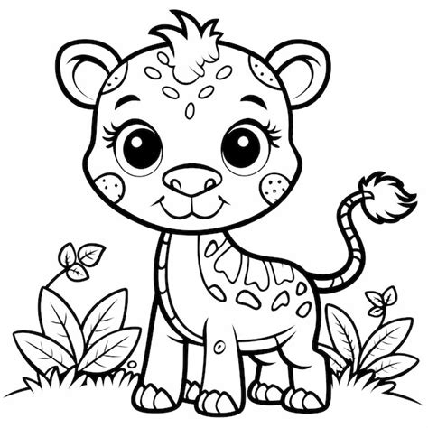 귀여운 만화 아기 치타 윤 일러스트레이션 프리미엄 Ai 생성 벡터