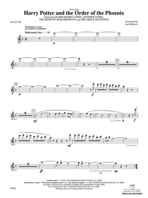 Harry Potter And The Order Of The Phoenix Suite From Flute By John