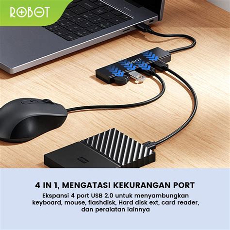 USB HUB ROBOT H130 USB HUB 4 PORT USB 2 0 25cm 4 Lubang USB Laptop Portable Multi Function