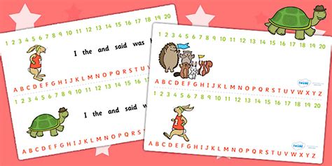 The Tortoise And The Hare Combined Number And Alphabet Strips