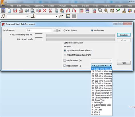 solved load combinations unavailable for plate and shell reinforcement