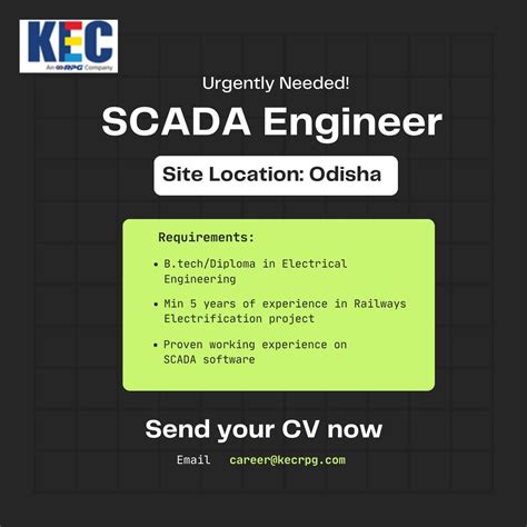 Urgent Hiring For Scada Engineer Send Your Cv Now On Career Construction Job
