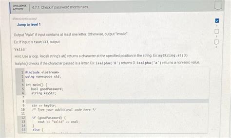 Solved Challenge Activity 471 Check If Password Meets