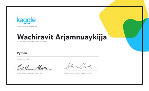 Wachiravit Arjamnuaykijja Completed The Python Course On Kaggle