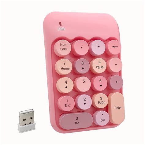 Seaciyan Wireless Number Pad Ergonomic Cute Colorful Retro Mini Portable Numeric Keypad 2 4G