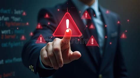 Businessman Interacting With Digital Interface Displaying Alerts Stock Illustration