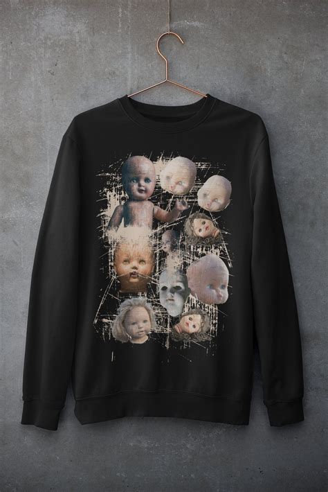 Creepy Vintage Doll Head Sweatshirthalloween Every Day Alt Clothing