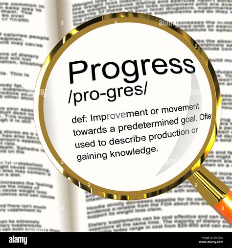 Progress Definition Magnifier Shows Achievement Growth And Development