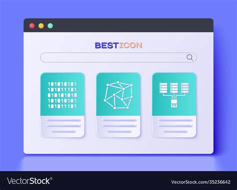 Set Neural Network Binary Code And Server Data Vector Image