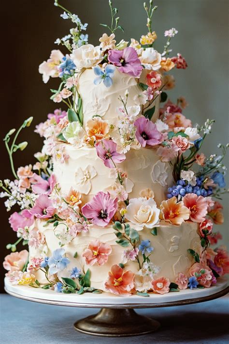 A Floral Symphony Of Pastels Wedding Cake Pastel Wedding Cake Ideas