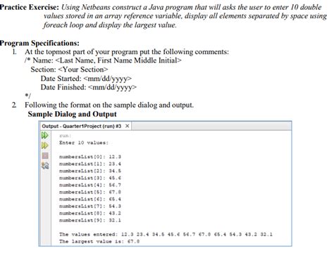 Solved Practice Exercise Using Netbeans Construct A Java Chegg