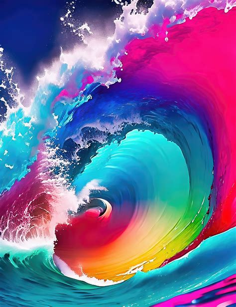 Color Wave Wall Art Digital Download Bright Multi Coloured Wave
