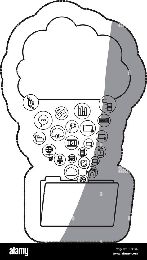 Cloud Computing File And Media Icon Set Multimedia Storage And Technology Theme Isolated