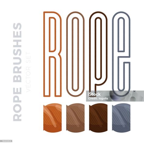 로프 브러쉬 프레임 텍스트와 장식 검은 선 세트 두꺼운 코드 또는 와이어 요소 벡터 플랫 스타일 만화 로프 그림 흰색 배경에 격리 곡선에 대한 스톡 벡터 아트 및 기타