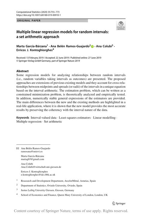 Multiple Linear Regression Models For Random Intervals A Set Arithmetic Approach Request Pdf